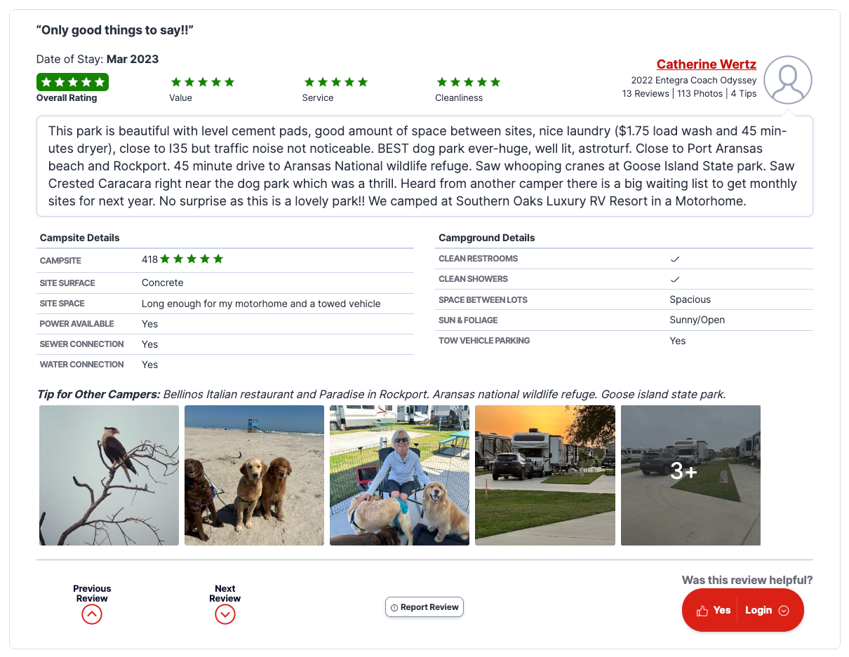 Reviews - Southern Oaks RV Resort